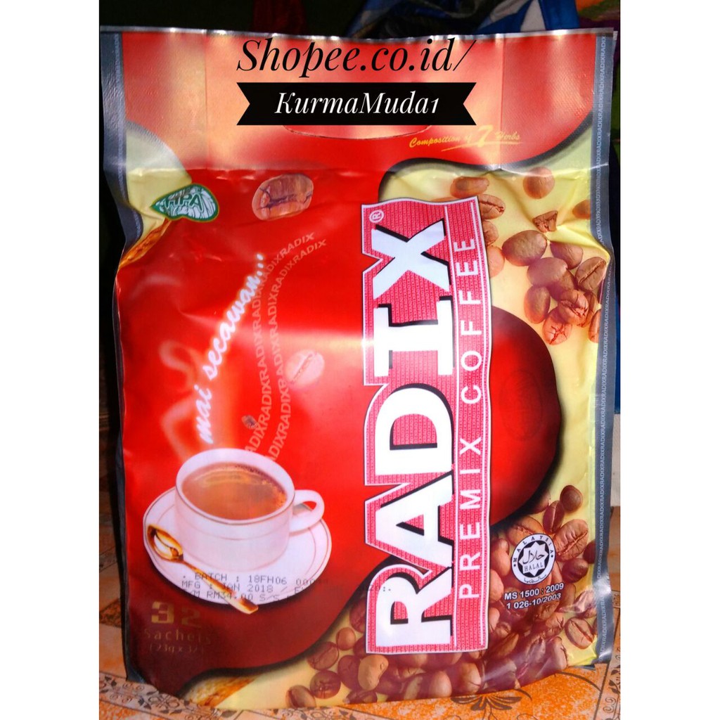 Original hpa jumbo radix coffee contains 32 sachets in pouch packaging ...