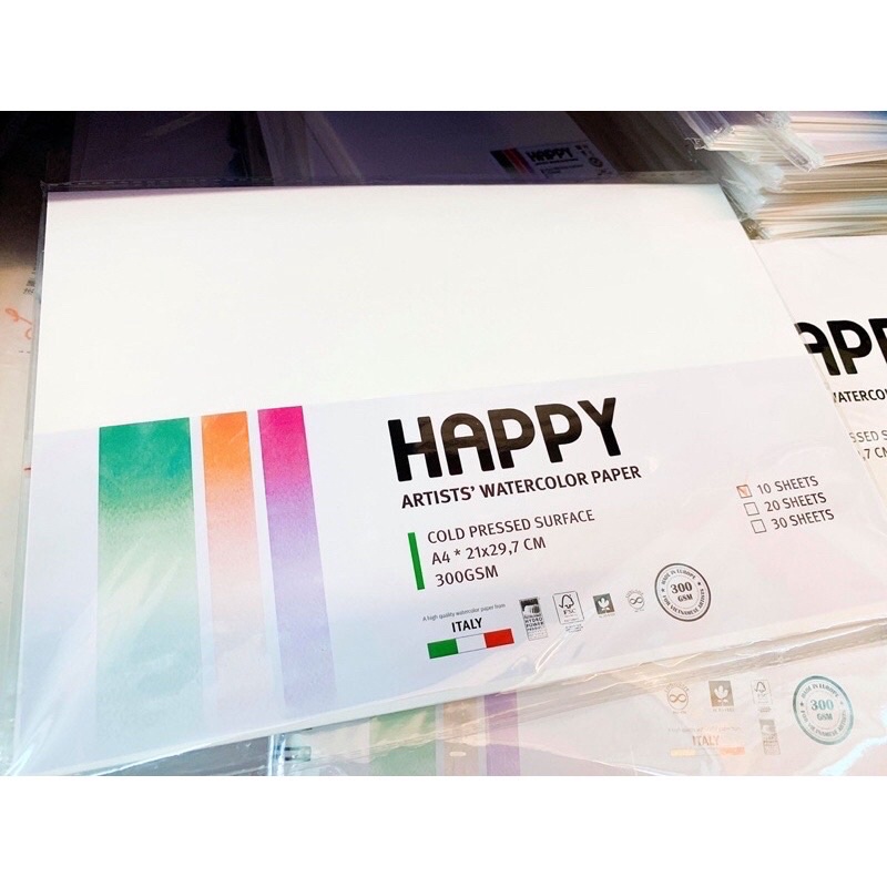 Happy A2 watercolor paper 230/300gsm from Italy (Set of 10 sheets ...