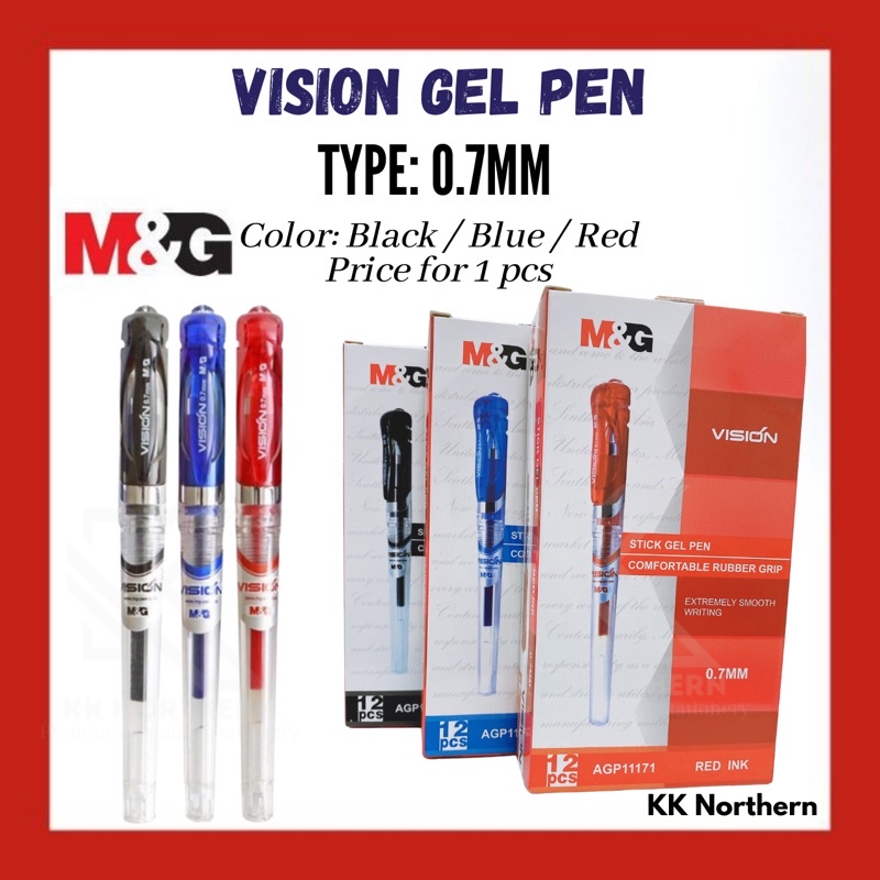 [1 Pcs] M&G Vision Gel Pen 0.7mm AGP11171/ Pen Black / Blue / Red Gel ...