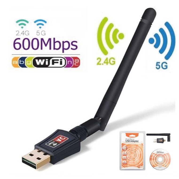 🇲🇾 600Mbps Dual Band 5GHz Wireless Lan USB PC WiFi Adapter Antenna With ...