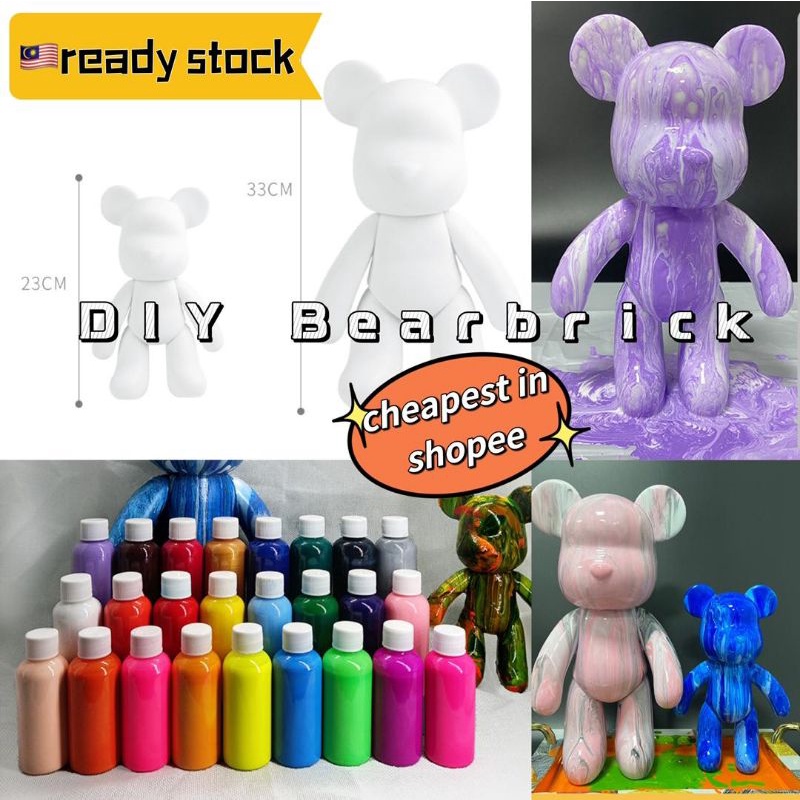 clearance DIY bearbrick fluid bear Handmade Acrylic paint Violent bear ...