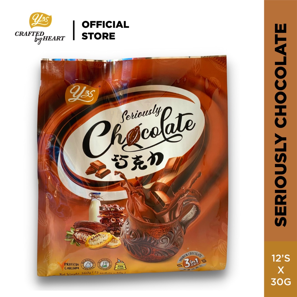 YZS SERIOUSLY CHOCOLATE (30g x 12 sachets) Instant 3 in 1 Chocolate ...
