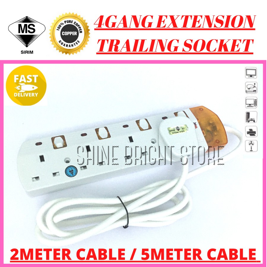 Sirim Extension Trailing Socket 4 Gang / Plug / Adaptor / Socket (2 ...