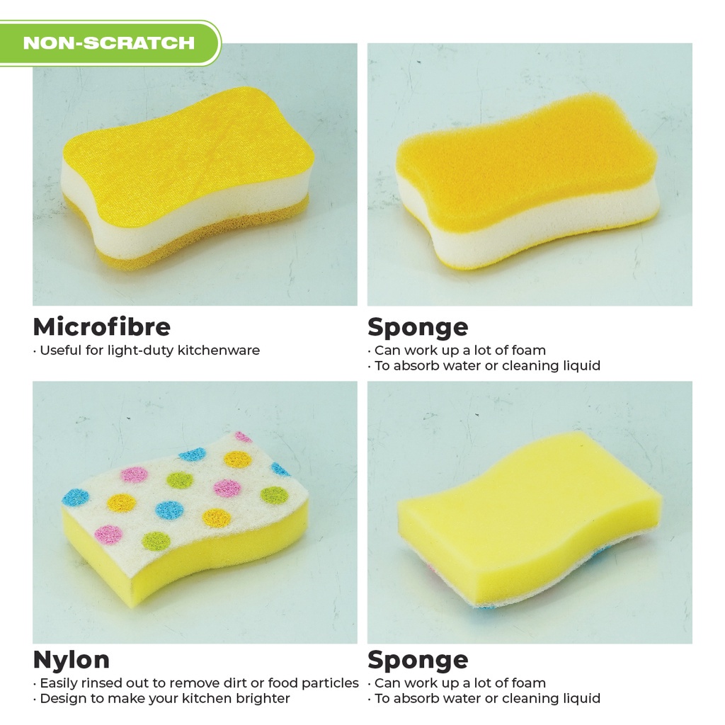 SO CLEAR NON-SCRATCH Microfibre Nylon Gentle Sponge, Spons Basuh ...