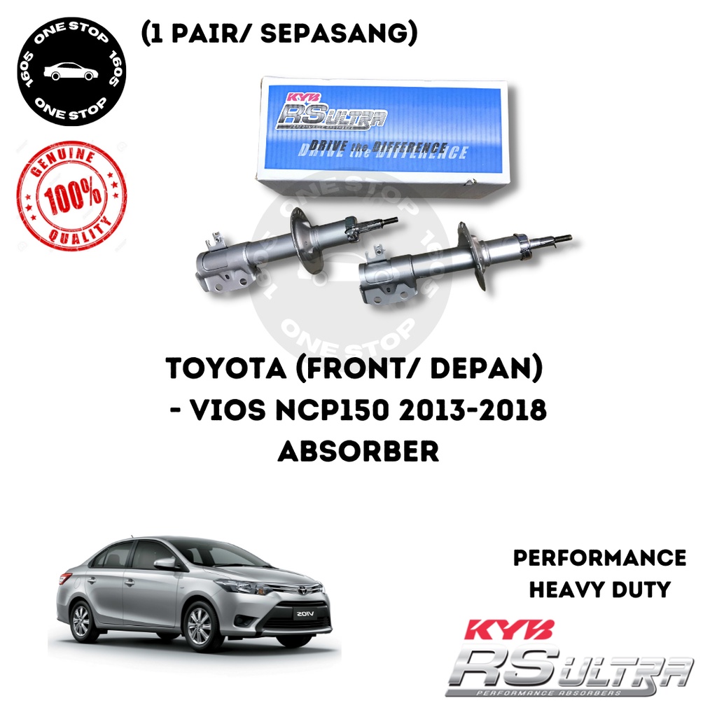TOYOTA VIOS NCP150 2013-2018 DEPAN KYB KAYABA RS ULTRA PERFORMANCE HEAVY DUTY ABSORBER GAS 2PCS ...