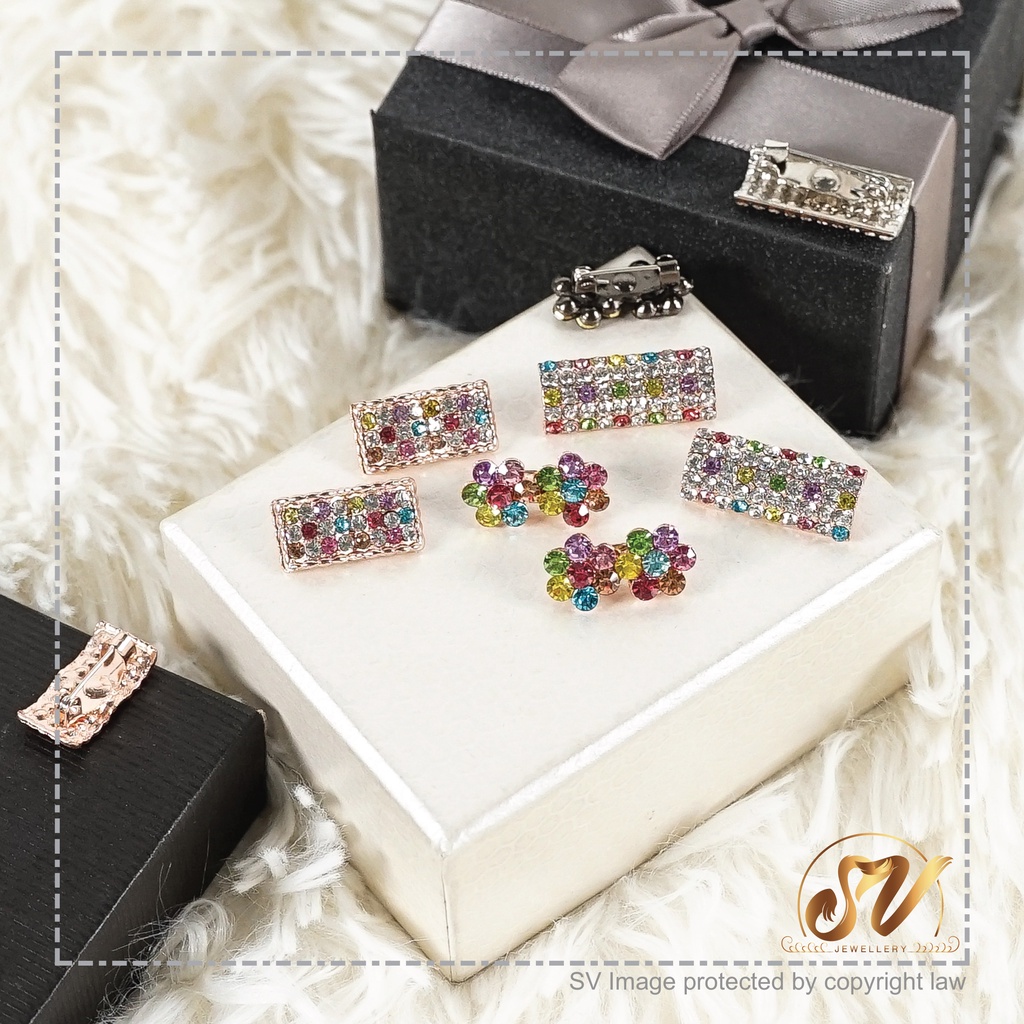 2 Pcs Baby Brooch Kerongsang Bahu Pin Tudung Mini Batu Korea Fashion ...