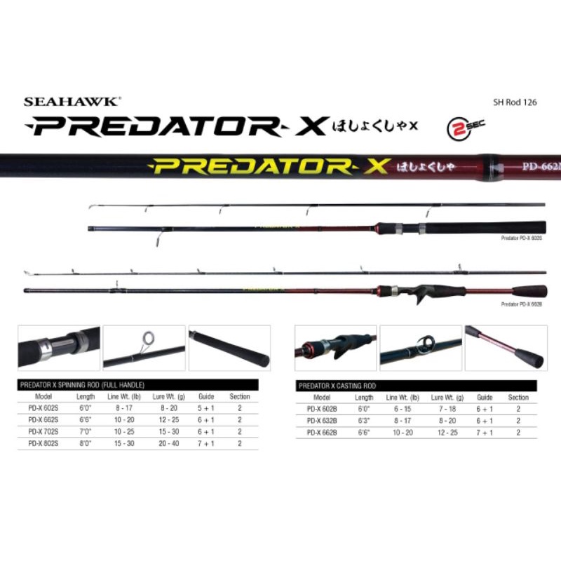 🔥🔥 NEW!! 🔥🔥 SEAHAWK PREDATOR-X SPINNING & BAITCASTING ROD & COMBO SET ...