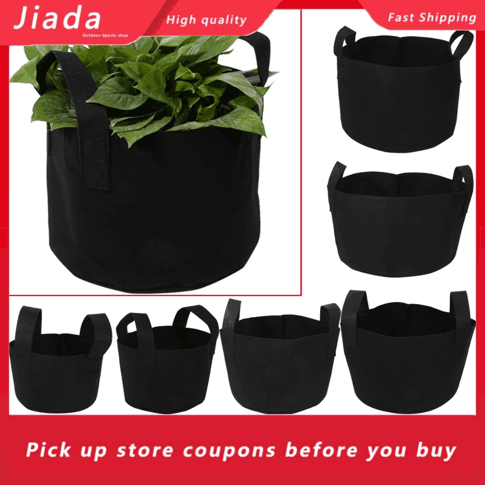【READY STOCK】JIADA Plant Grow Bag 1/2/3/5/7/10 Gallon Black Felt Pots ...