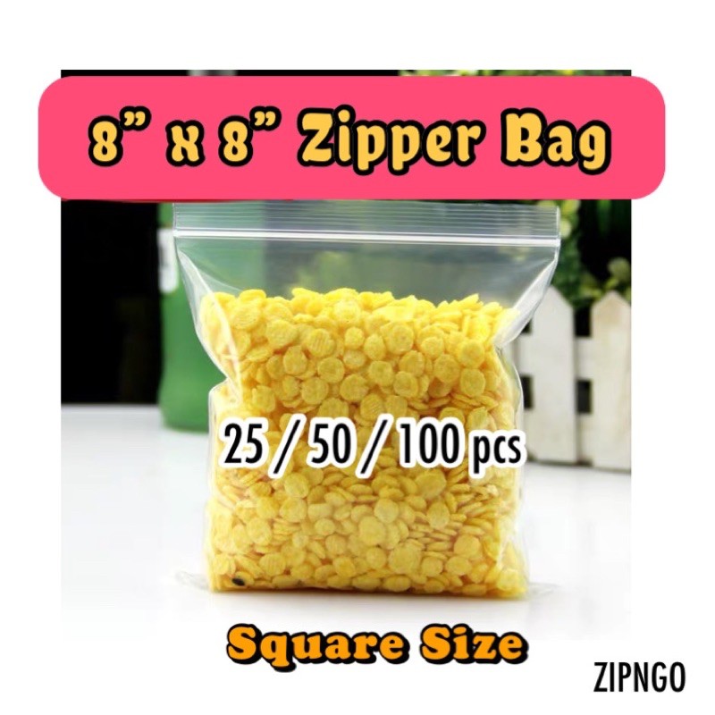8” x 8" inch Square Zipper Bag / ZipLock Bag / Plastic Bag [Ready Stock ...
