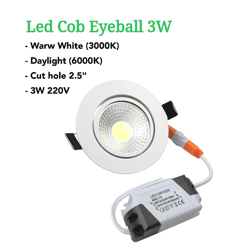 3W 5W LED Recessed Eyeball Spotlight Round LED Downlight Spotlight Spot ...
