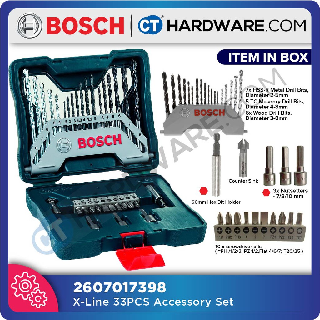 Bosch 2607017398 X-Line 33 pcs Accesory Set Blue Color (DIY Series ...