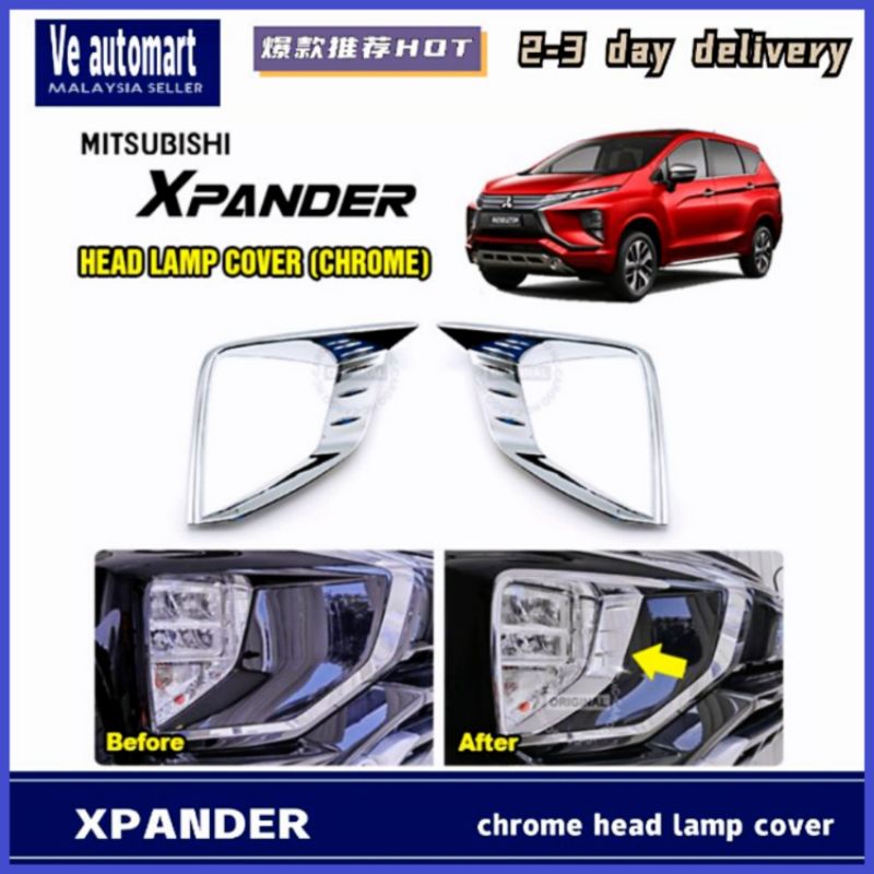 mitsubishi xpander Chrome carbon fiber car head lamp cover frame ...