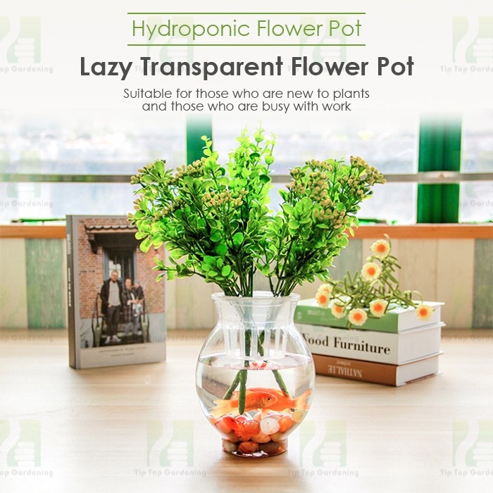 Pasu Bunga Siram Sendiri / Transparent Hydroponic Pot Self Watering ...