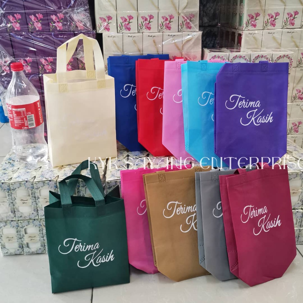 10pcs Beg Kain Bertapak Tebal Goodies Bag with Handle and Bottom ...