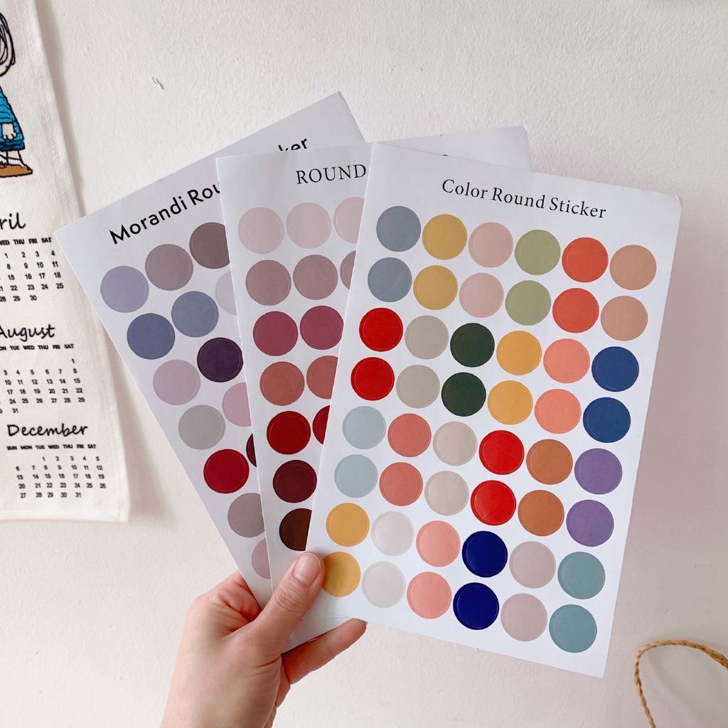 Korean ins Simple Sticker Morandi Dot Sticker Card Sealing Sticker Hand ...
