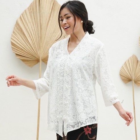PUTIH Ibukebaya - WHITE BRUKAT FLOWER LACE ENCIM KEBAYA | Shopee Malaysia