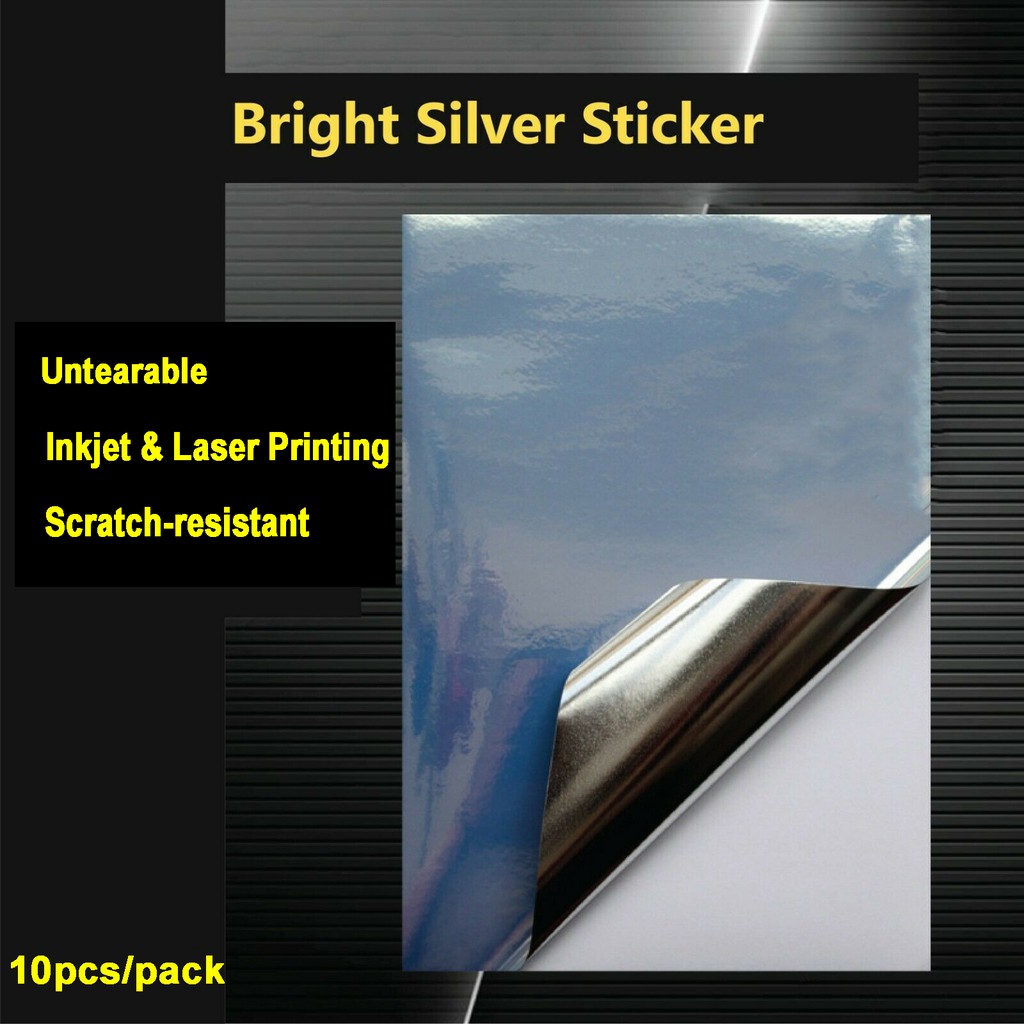 A4 Pet Bright Silver /Gold foil Glossy Sticker For Inkjet & Laser ...