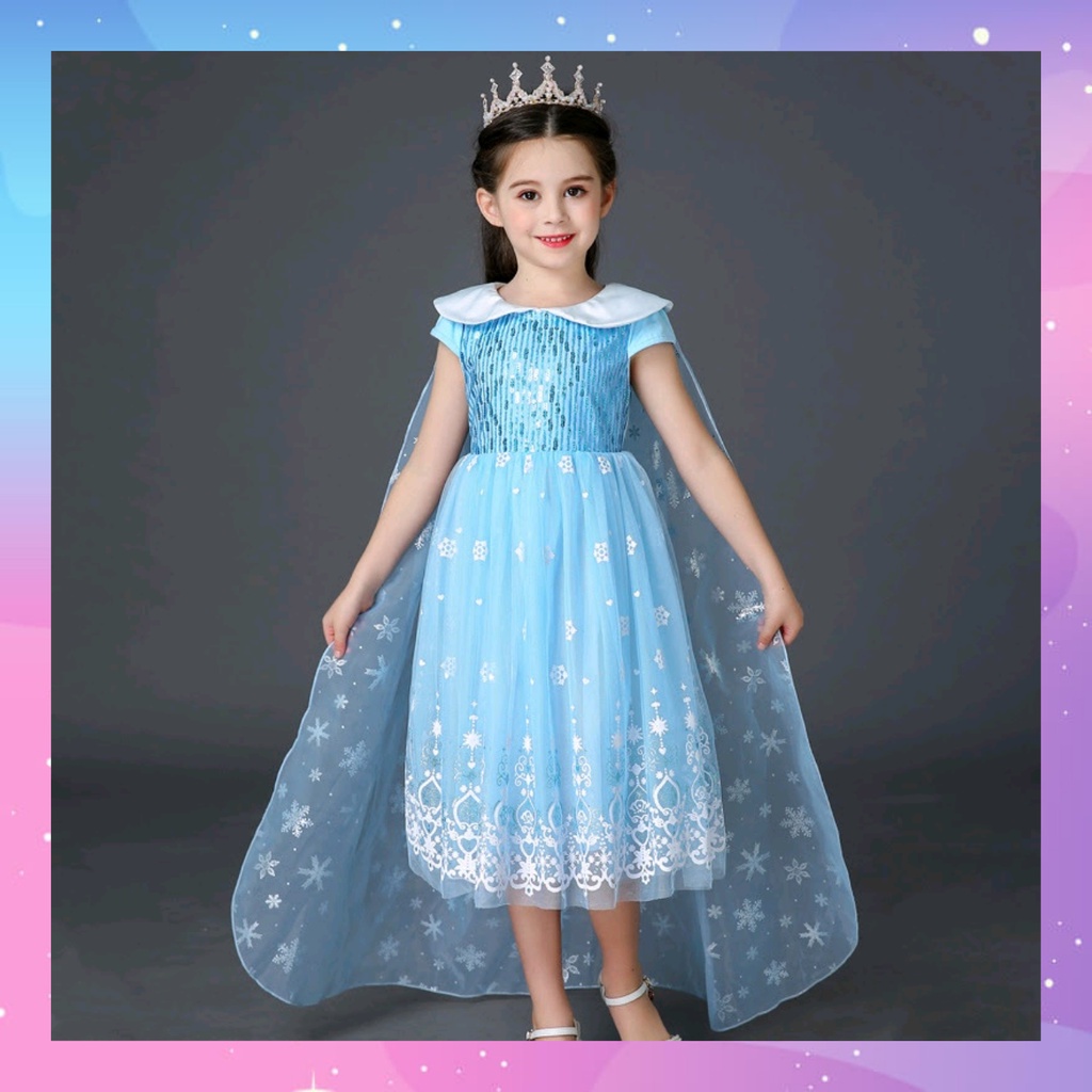 EASY1.SALES COTTON High Quality Girls Frozen Elsa Princess Dress With ...