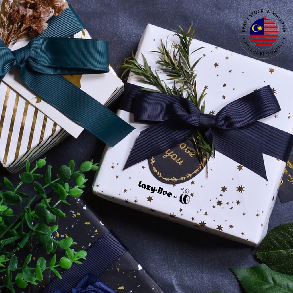 LAZY BEE 5 meter Navy Blue Royal Batik Blue Grosgrain Ribbon Reben Door ...