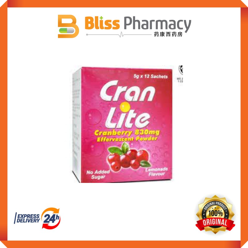 Cran Lite Cranberry 830mg Effervescent Powder Lemonade Flavor (5g x 12 ...