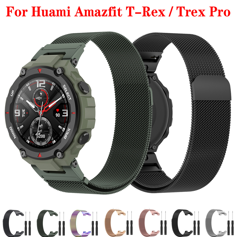 For Huami Amazfit T-Rex / Trex Pro Strap Wristband Watchband Stainless ...