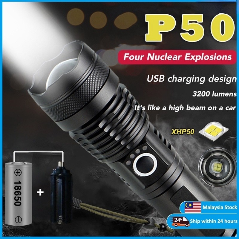 Torch Light Super Bright Torch Light Rechargeable Waterproof Flashlight ...