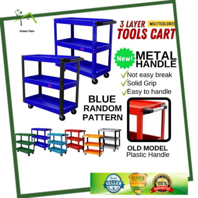 Trolley 120KG 3 Layers Service Cart Metal Steel Tool Barang Garaj ...