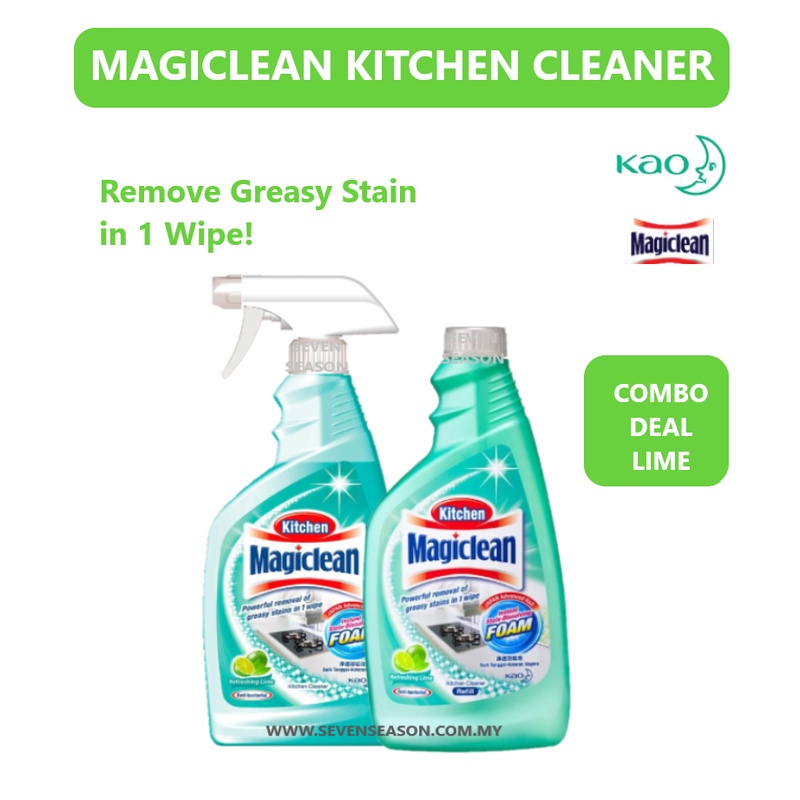 KAO MAGICLEAN KITCHEN CLEANER 500ML SPRAY REMOVE GREASE WITH 1 WIPE ...