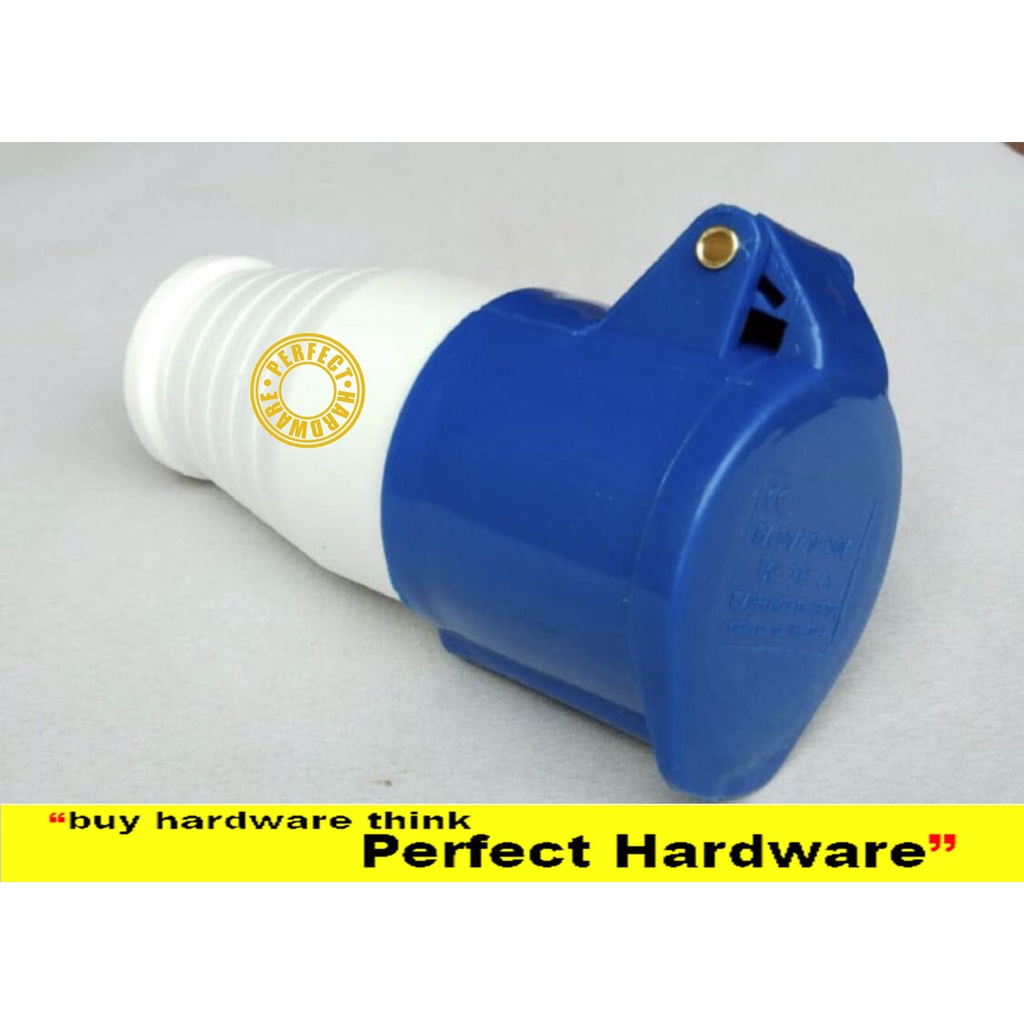 INDUSTRIAL PLUG CONNECTOR 16A 3 PIN BLUE SINGLE PHASE PLUG/SOCKET ...