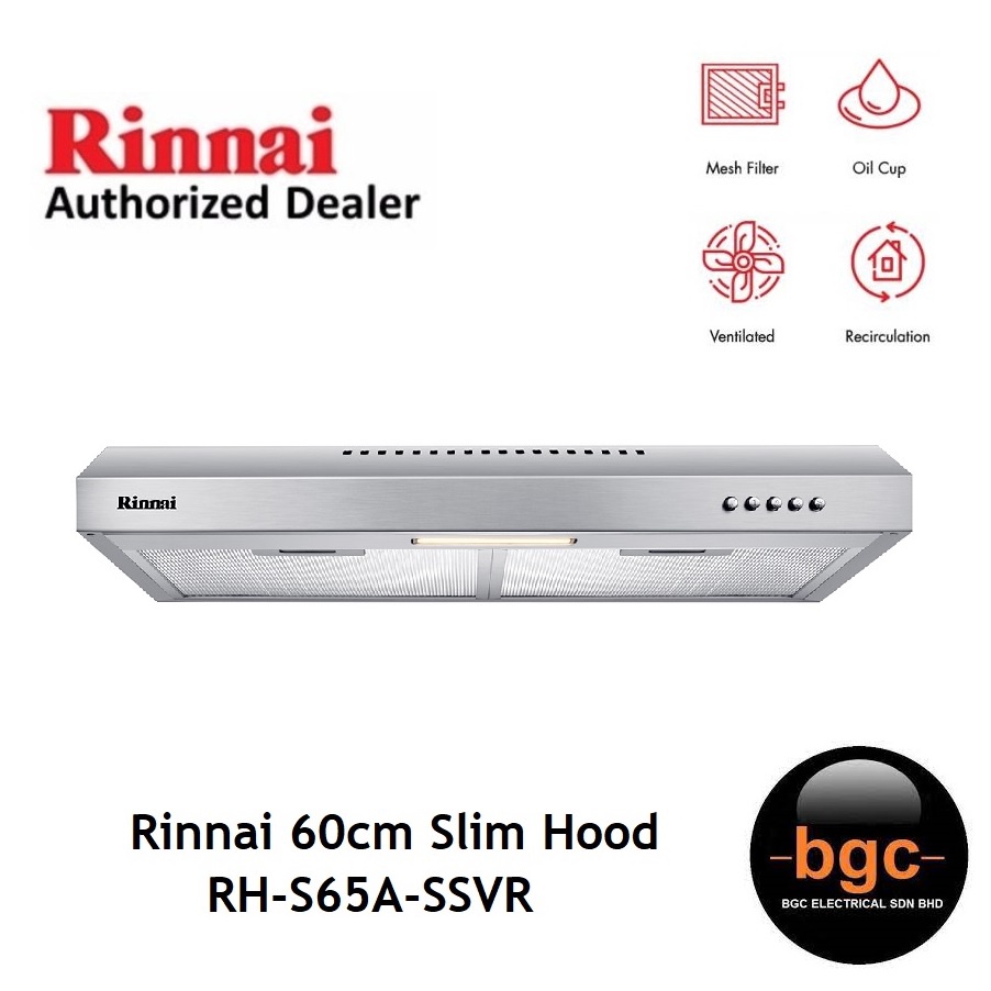 Rinnai RH-S65A-SSVR 60cm Slim Hood RHS65ASSVR Cooker Hood | Shopee Malaysia