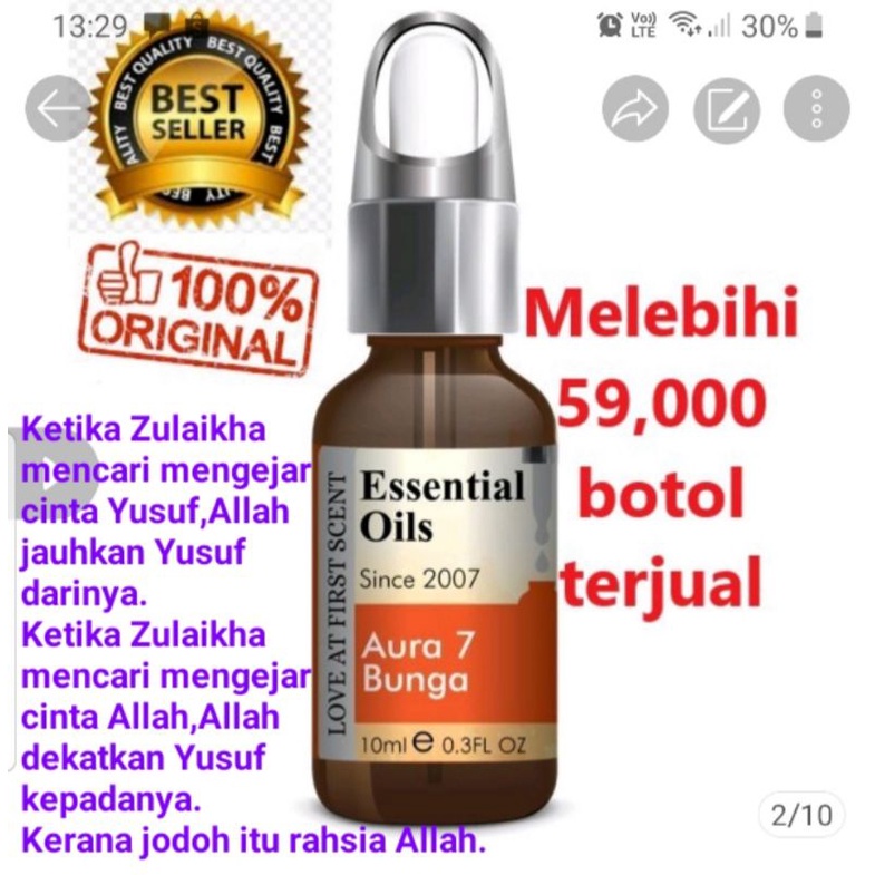 (PROMOSI HARGA EJEN FREE DELIVERY) EO Aura 7 Bunga 10ml Love At First ...