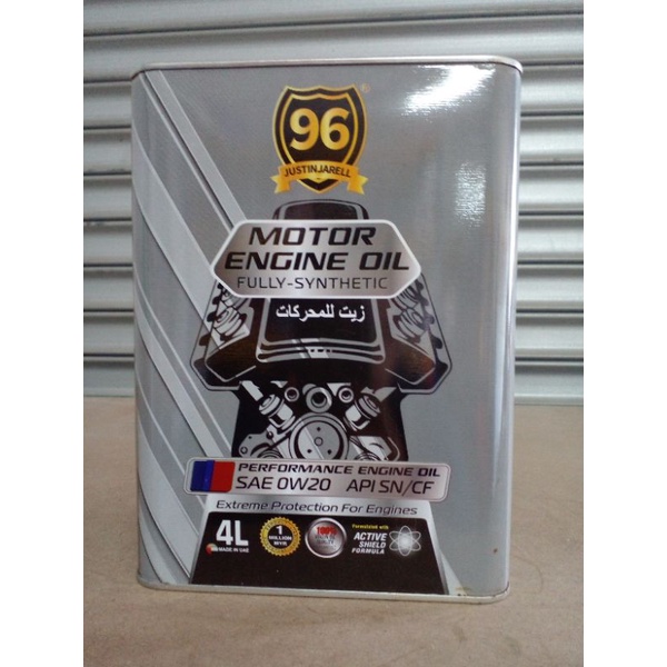 96 Justin Jarell SAE 0W20 API SN/CF Fully Synthetic Engine Oil (4L ...