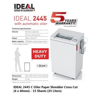IDEAL 2445 C Oiler Paper Shredder heavy duty (35 Liters) (Cross Cut ...