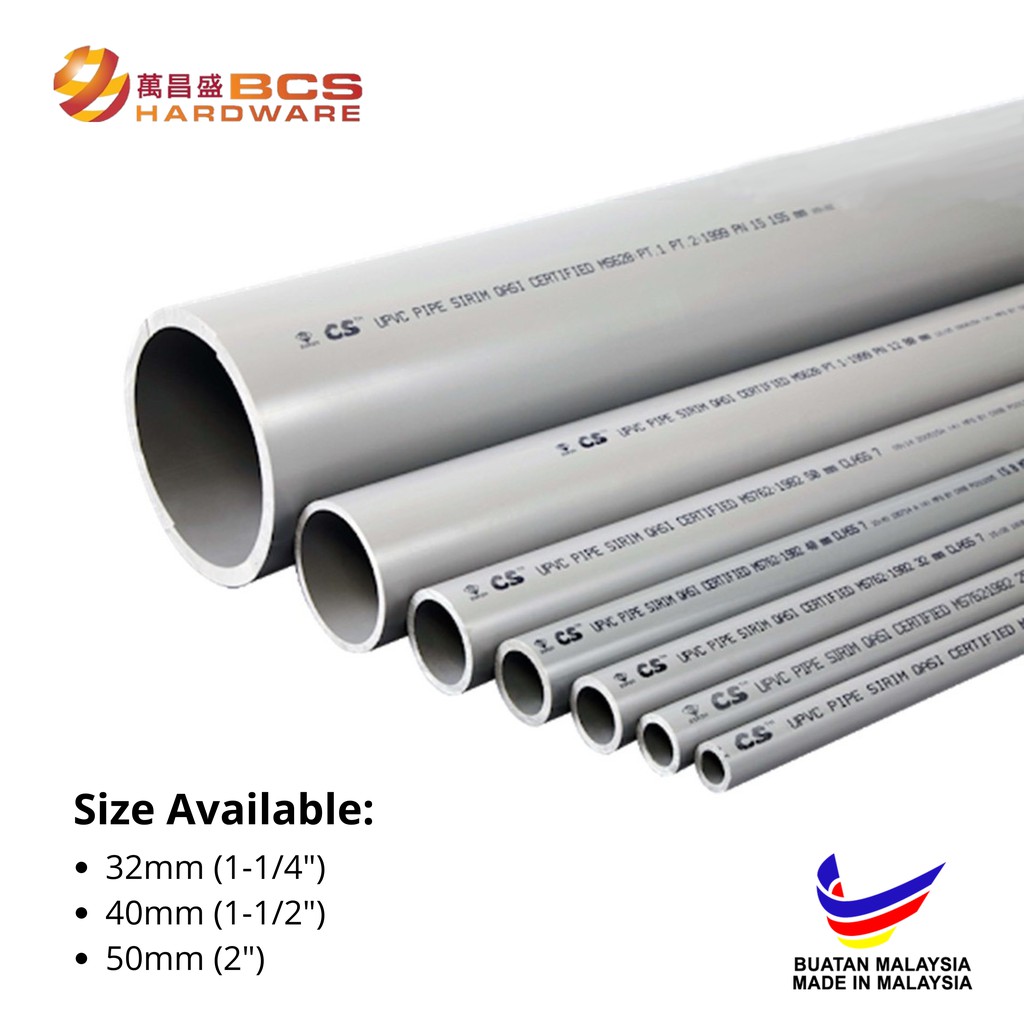 PVC Pipe Kelabu Water Pipe 1-1/4" 32MM 1-1/2" 40MM 2" 50MM Class O [1 feet/unit] | Shopee Malaysia