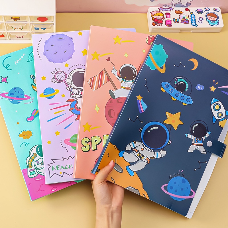 Cartoon Astronaut Folder 6 Grid File Folder Student A4 Paper Sorting ...