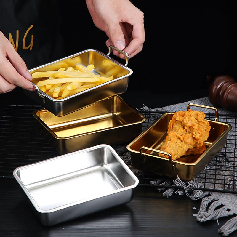 304 Stainless Steel Rectangular Food Sauce Trays Vegetables Snacks Pans ...