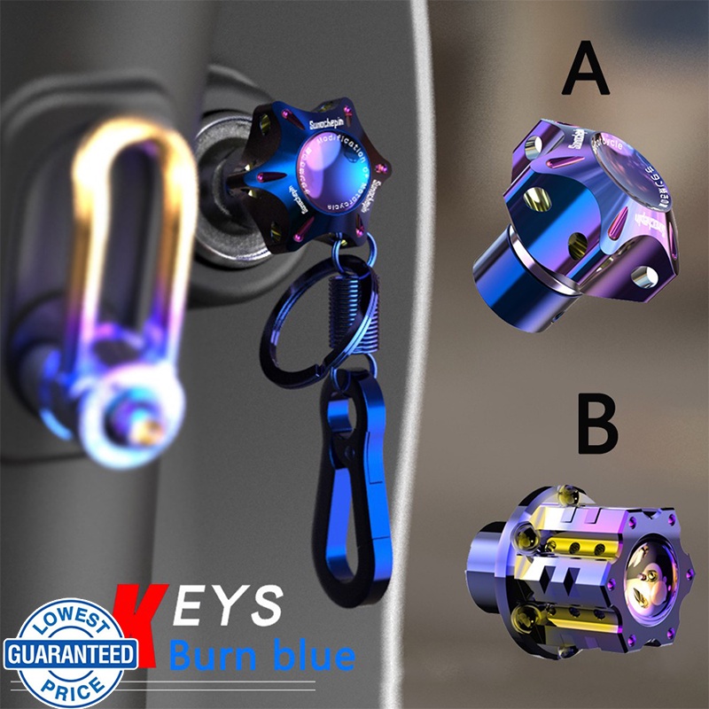 Universal Motorcycle CNC Key Cover Hexagon Burned Titanium Key Head ...
