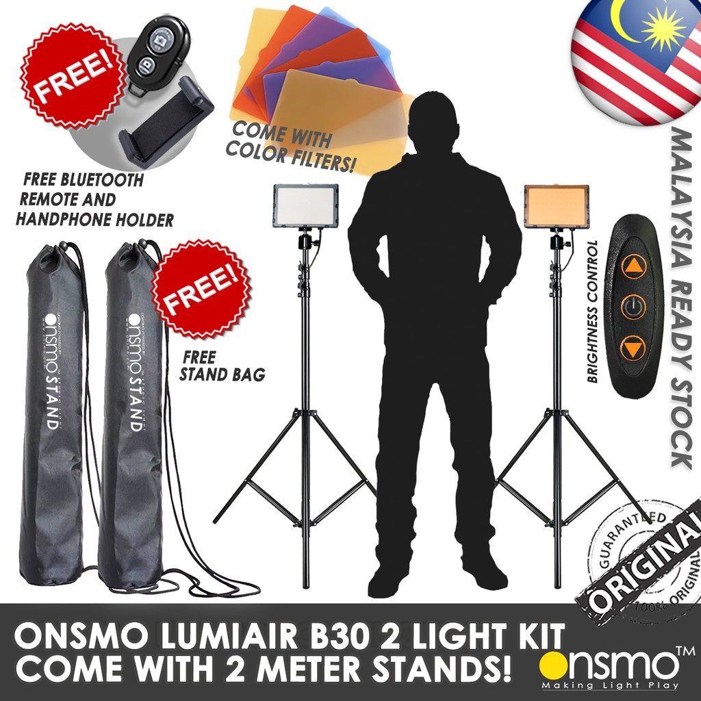 Onsmo LED B30 Flat Lay Studio LED Light Twin Kit for Product Shoot, Live Facebook Stream, Make ...
