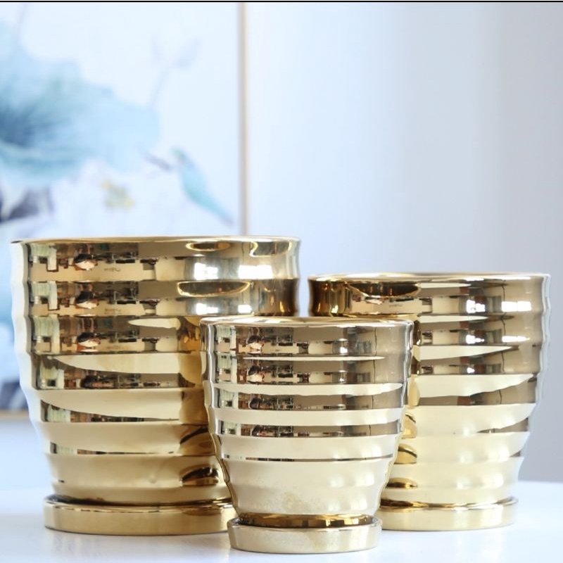Gold Ceramic Pot Pasu Emas Ceramik Pasu Gubahan Orkid Vase Indoor ...