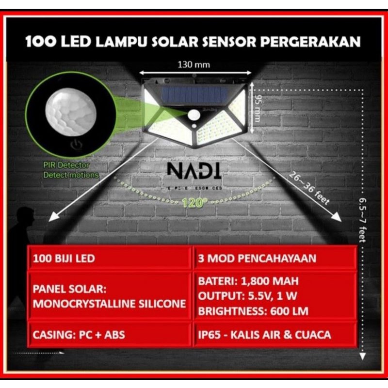 100 LED SOLAR MOTION SENSOR LIGHT / LAMPU SOLAR SENSOR PERGERAKAN 100 LED | Shopee Malaysia