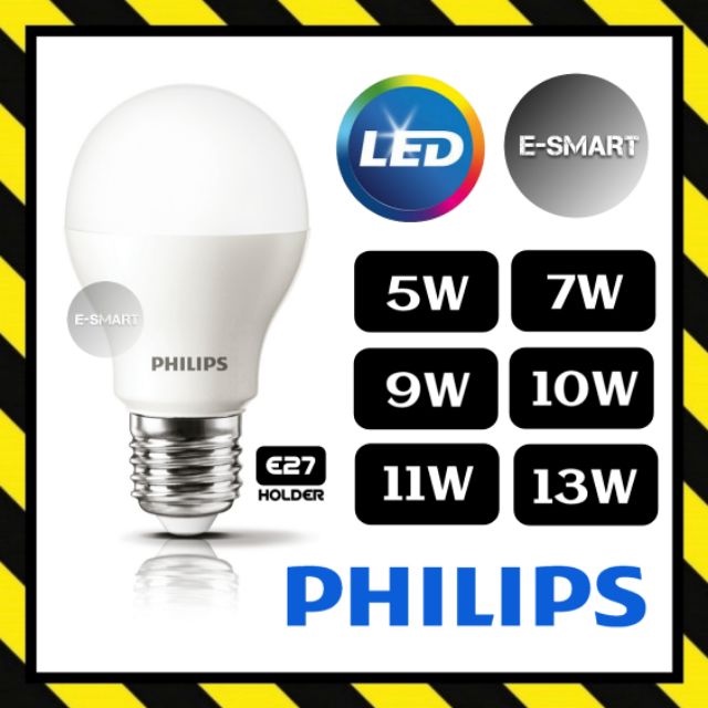 PHILIPS E27 ESSENTIAL LED BULB 5W / 7W / 9W / 11W / 13W / FFL 10W LAMPU ...