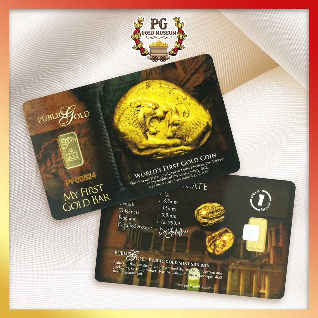 Public Gold Bullion Bar PG 1g (Au 999.9) 24K - My First Gold Bar ...