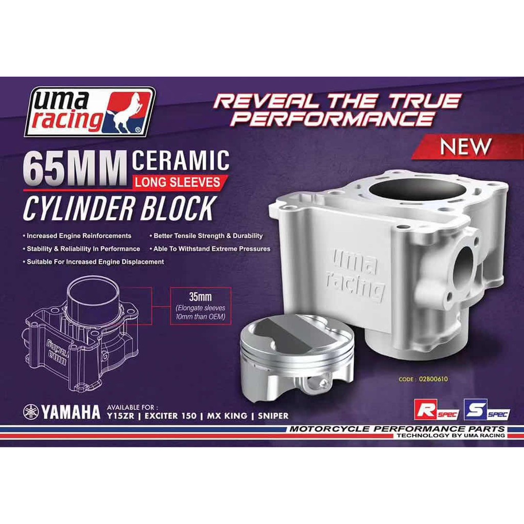 Uma Racing Ceramic Cylinder Block Yamaha Y15ZR (Long Sleeve) 65mm ...