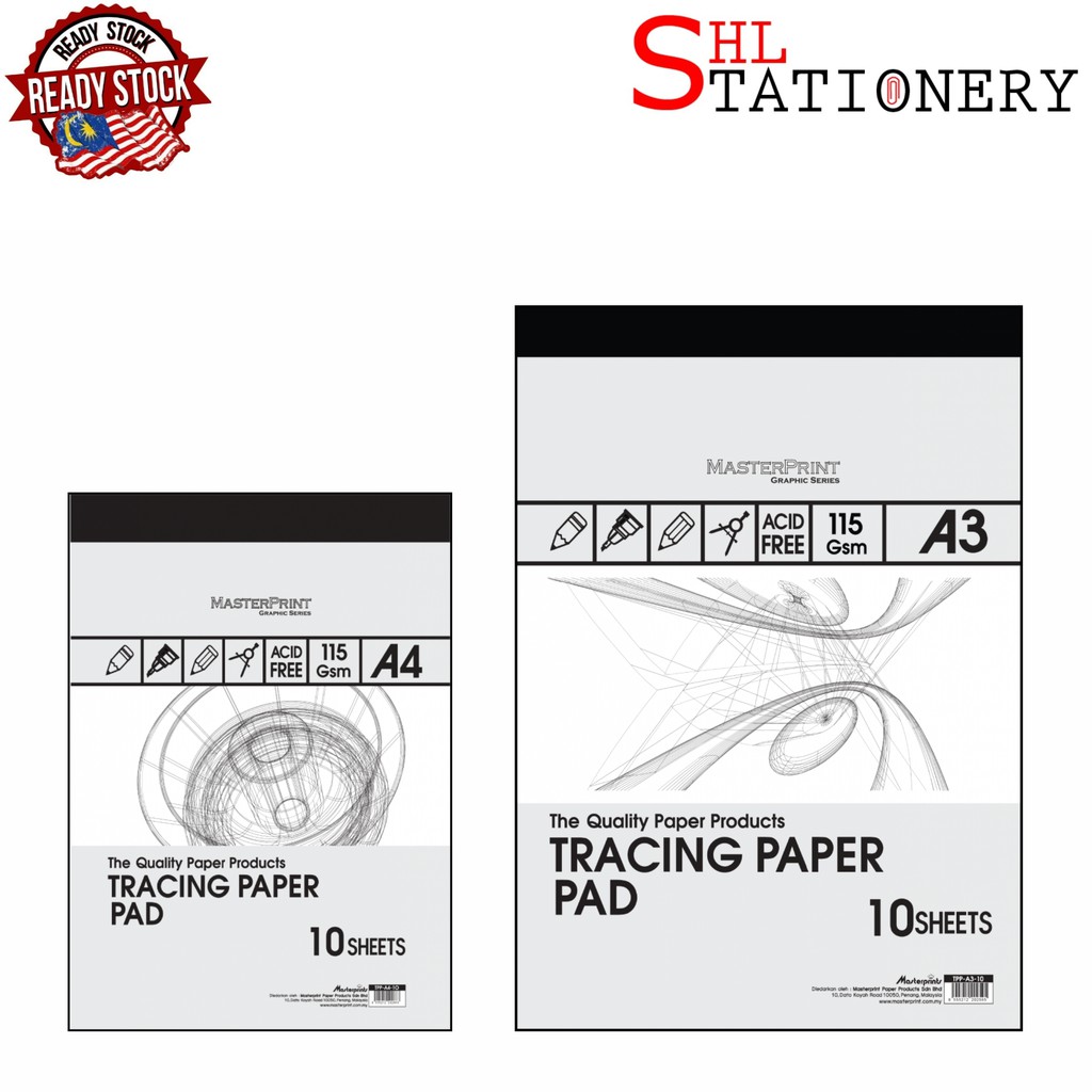 MASTER PRINT A3 / A4 Tracing Paper Pad 10's 115gsm Vellum Paper ...