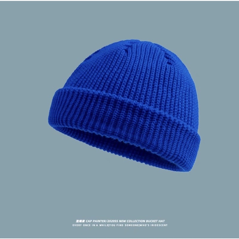 Beanie Hat Topi Streetwear Unisex Knitted Skullcap Hat Binnie Cap Roll ...