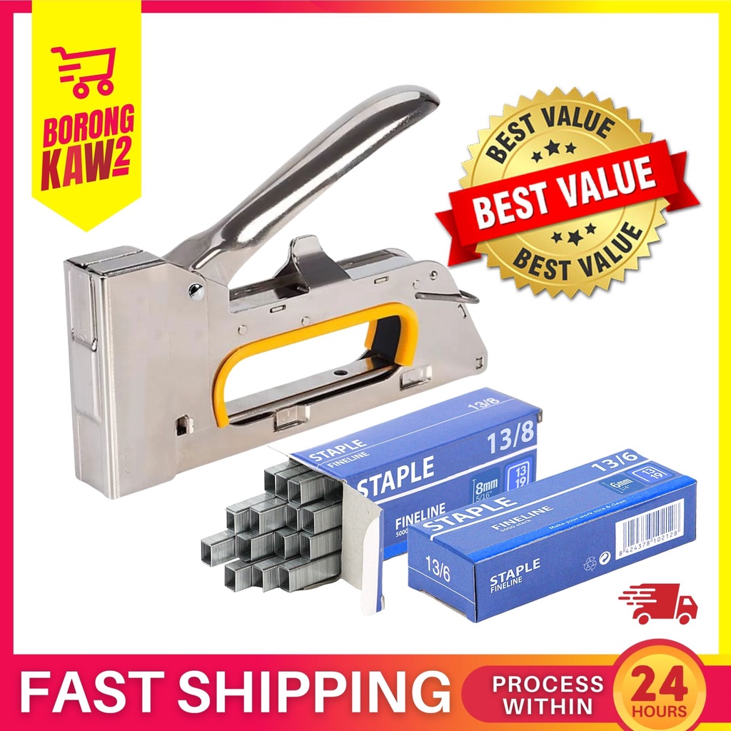 PRODIY / LADDERMAN Heavy Duty Tacker Staple Gun 6/8mm Stapler ( Silver ...