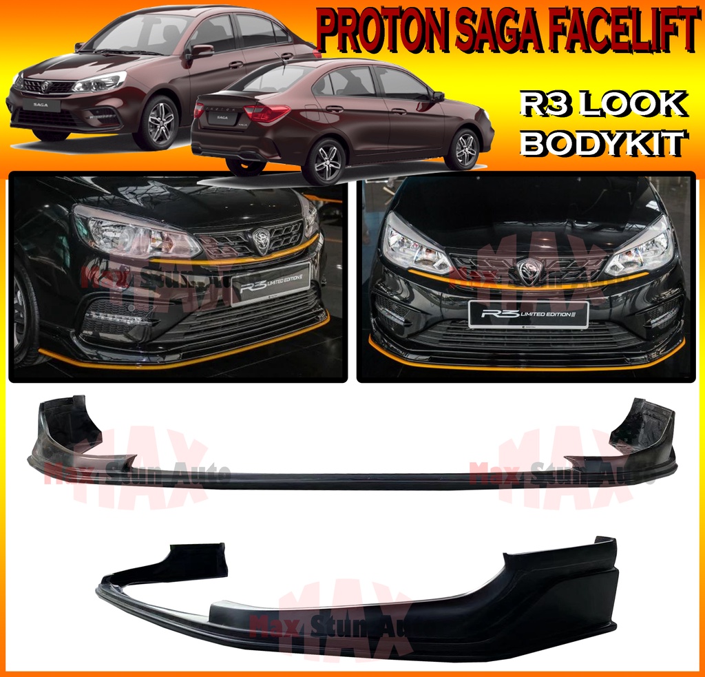 PROTON SAGA FACELIFT 2019-2021 R3 LOOK FULLSET BODYKIT (R3) SKIRT LIP ...
