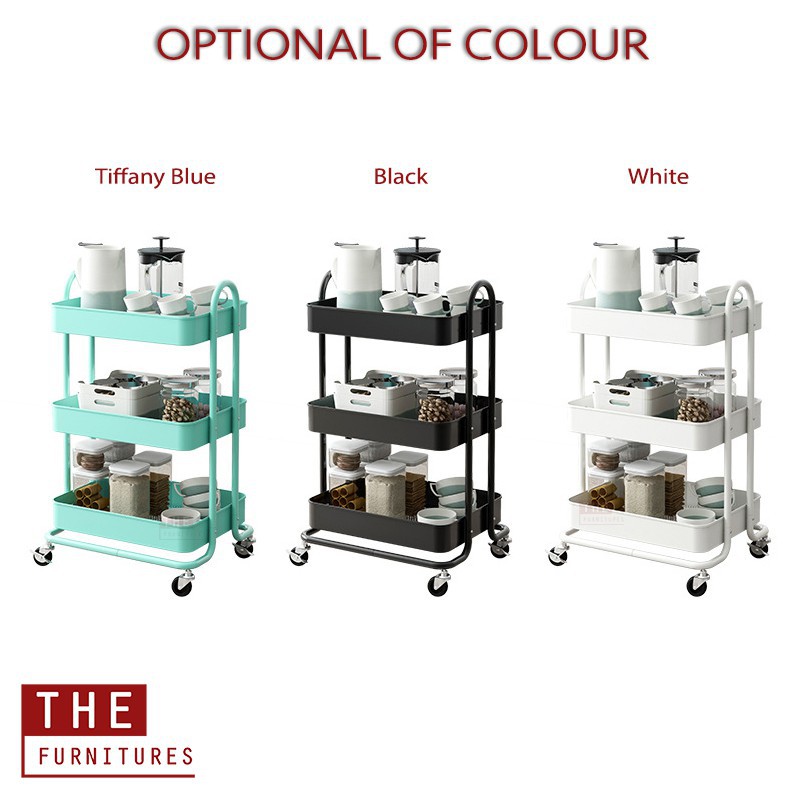 Spot THE 3 Tiers Movable Trolley Kitchen Rack with Rollers Simple ...