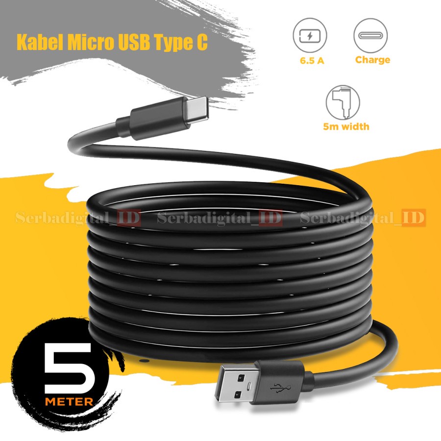 Cable / USB A To Type C Cable 5 Meters Power Cable / Charger | Shopee Malaysia