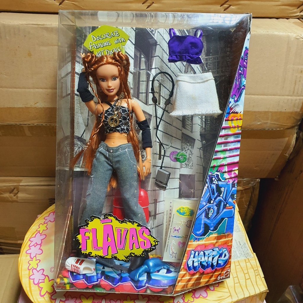 MATTEL RARE 2003 Barbie Flavas Happy D Black Top Movable Arms Legs Body ...